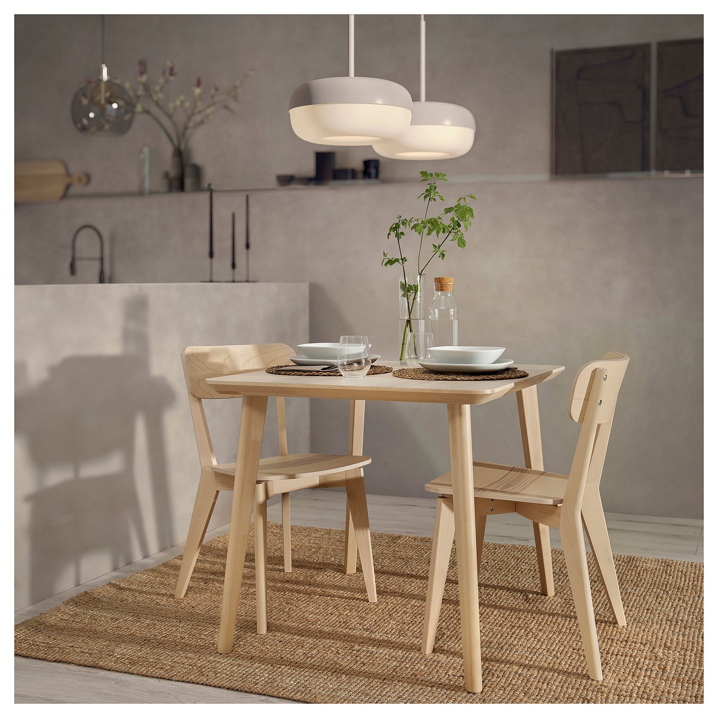LISABO / LISABO table and 2 chairs ash veneer/ash veneer - IKEA