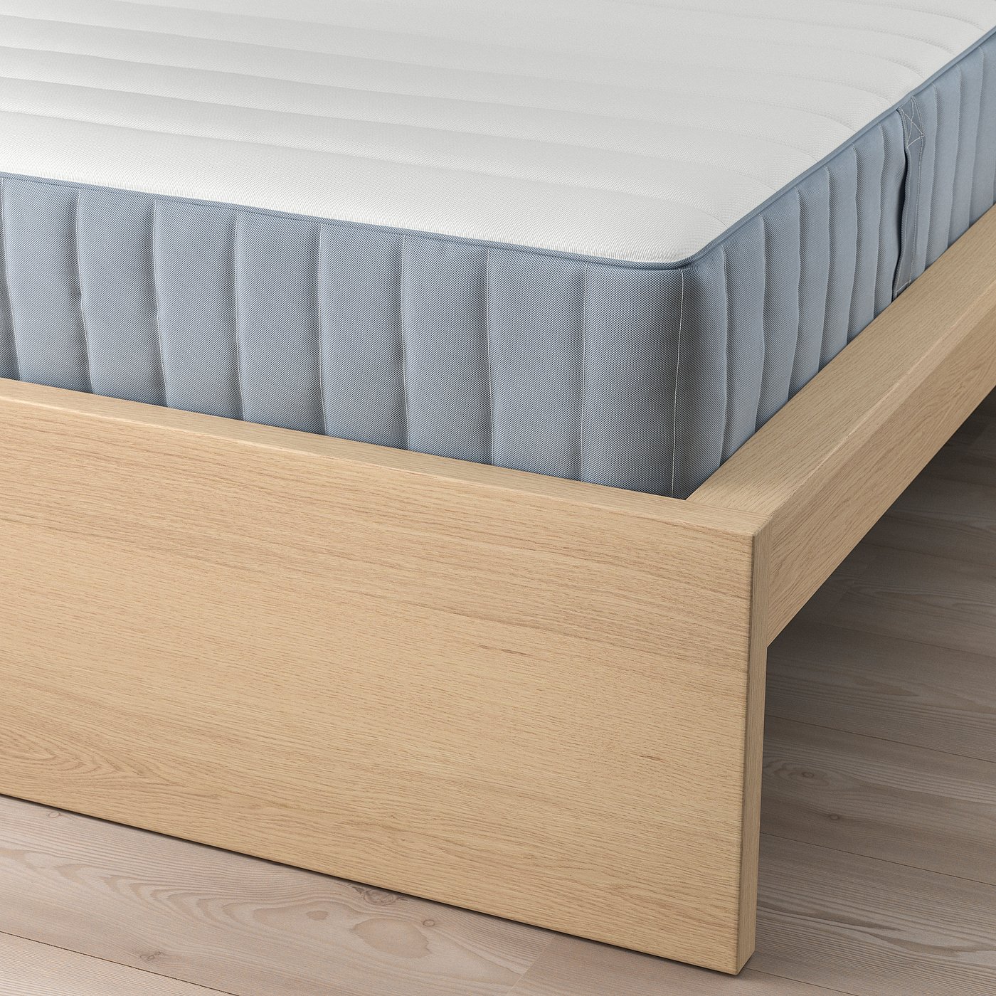 MALM bed frame with mattress white stained oak veneer/Valevåg super ...