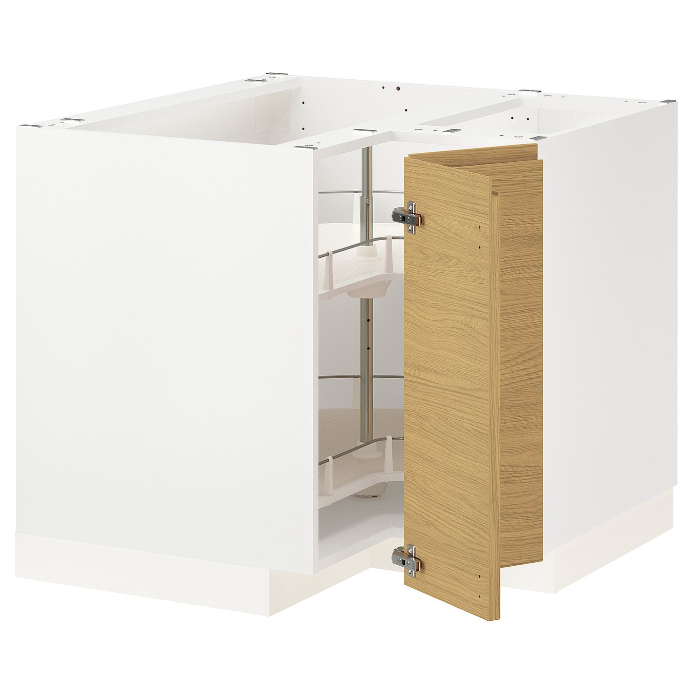 METOD corner base cabinet with carousel white/Voxtorp oak effect - IKEA