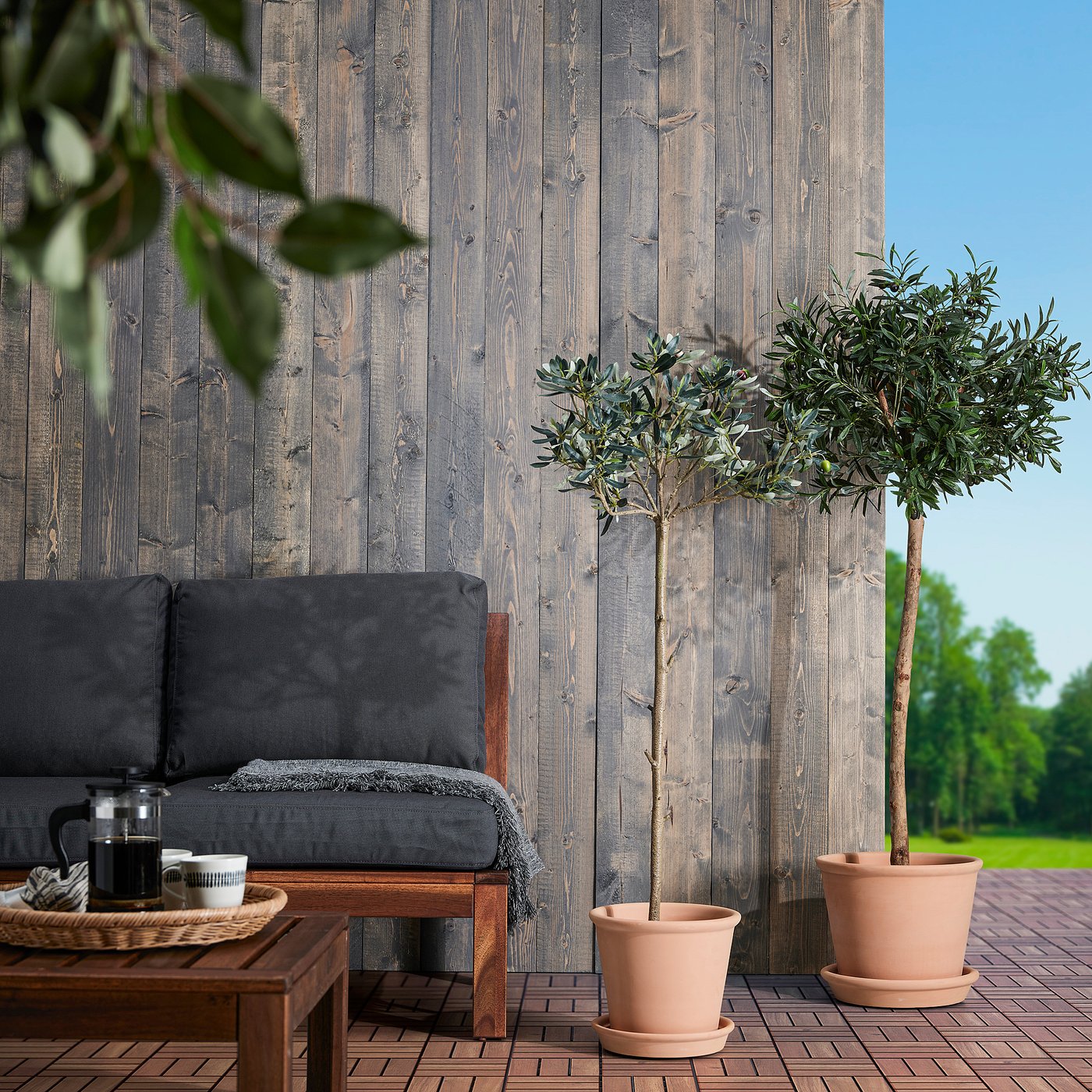 MUSKOTBLOMMA plant pot with saucer in/outdoor terracotta - IKEA