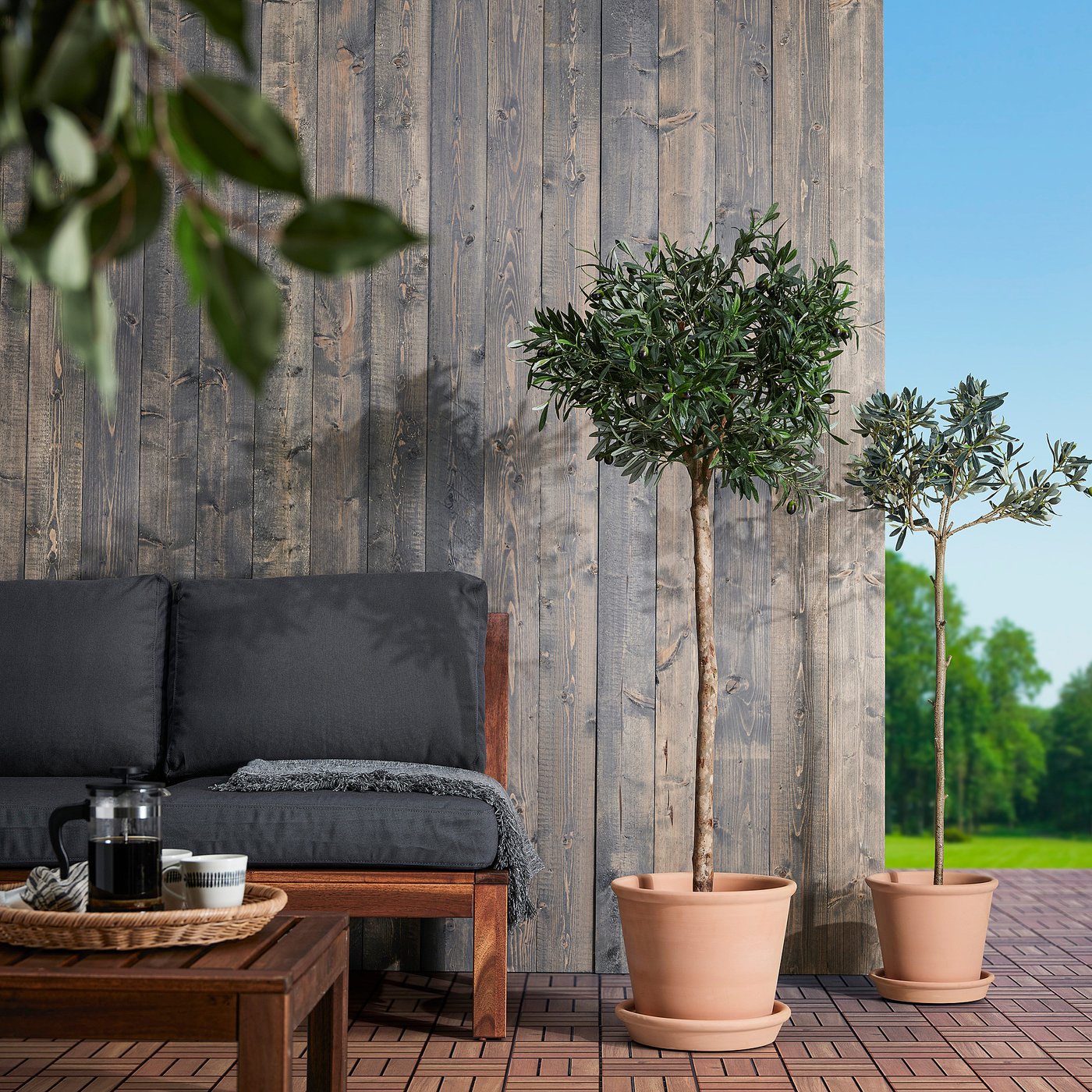 MUSKOTBLOMMA plant pot with saucer in/outdoor terracotta - IKEA