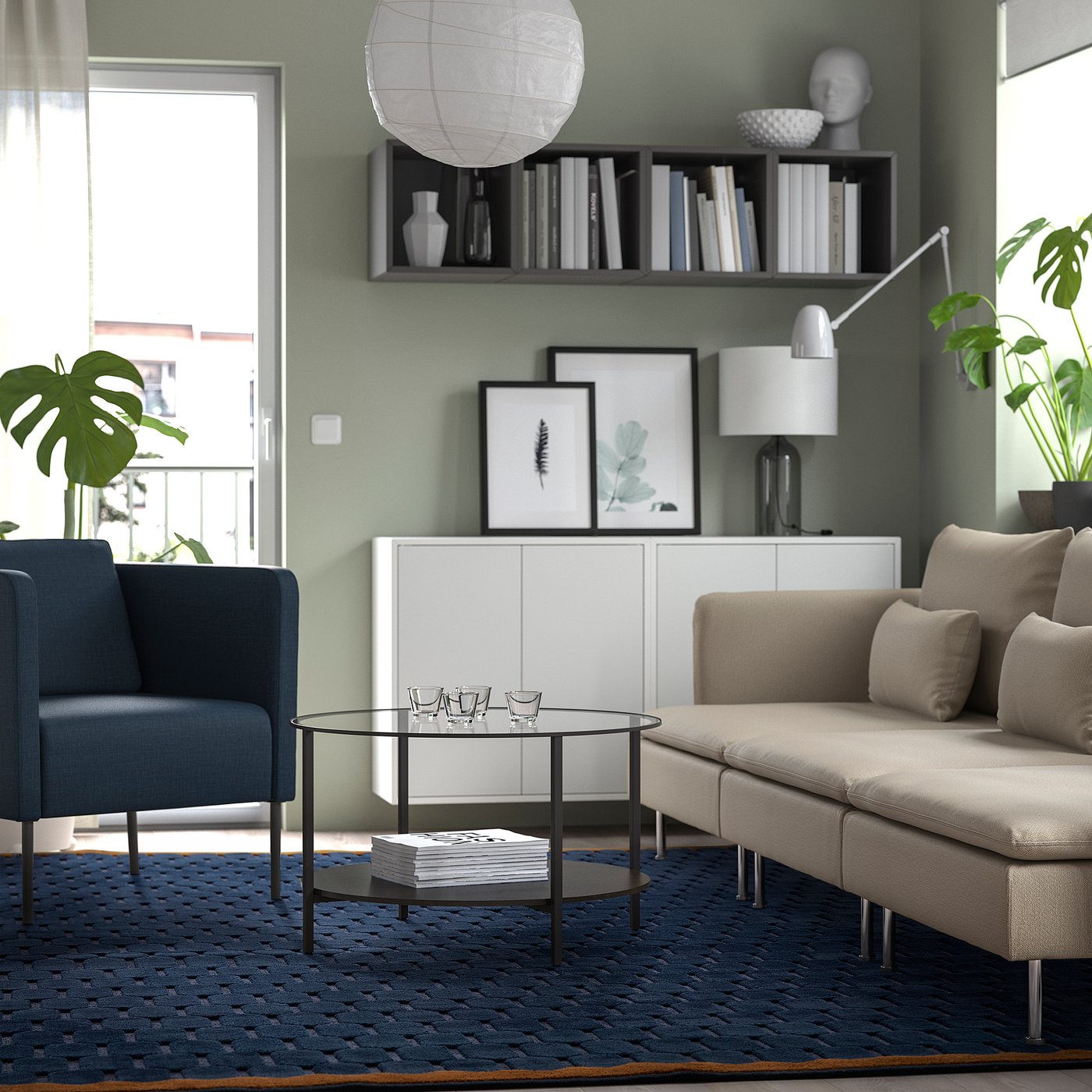 NÖVLING rug, low pile dark blue/yellow-brown - IKEA