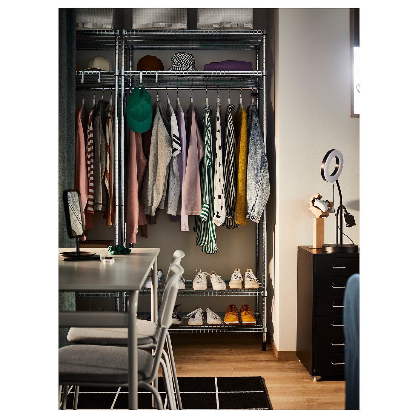 OMAR shelving unit with clothes rail galvanised - IKEA