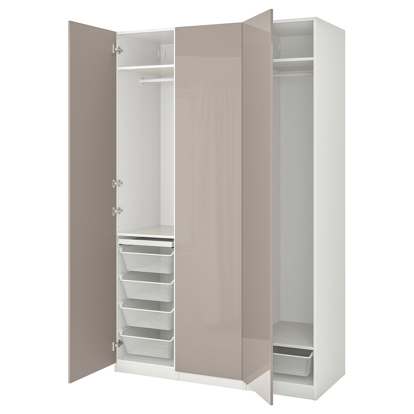 PAX / FARDAL wardrobe combination white/high-gloss dark beige - IKEA