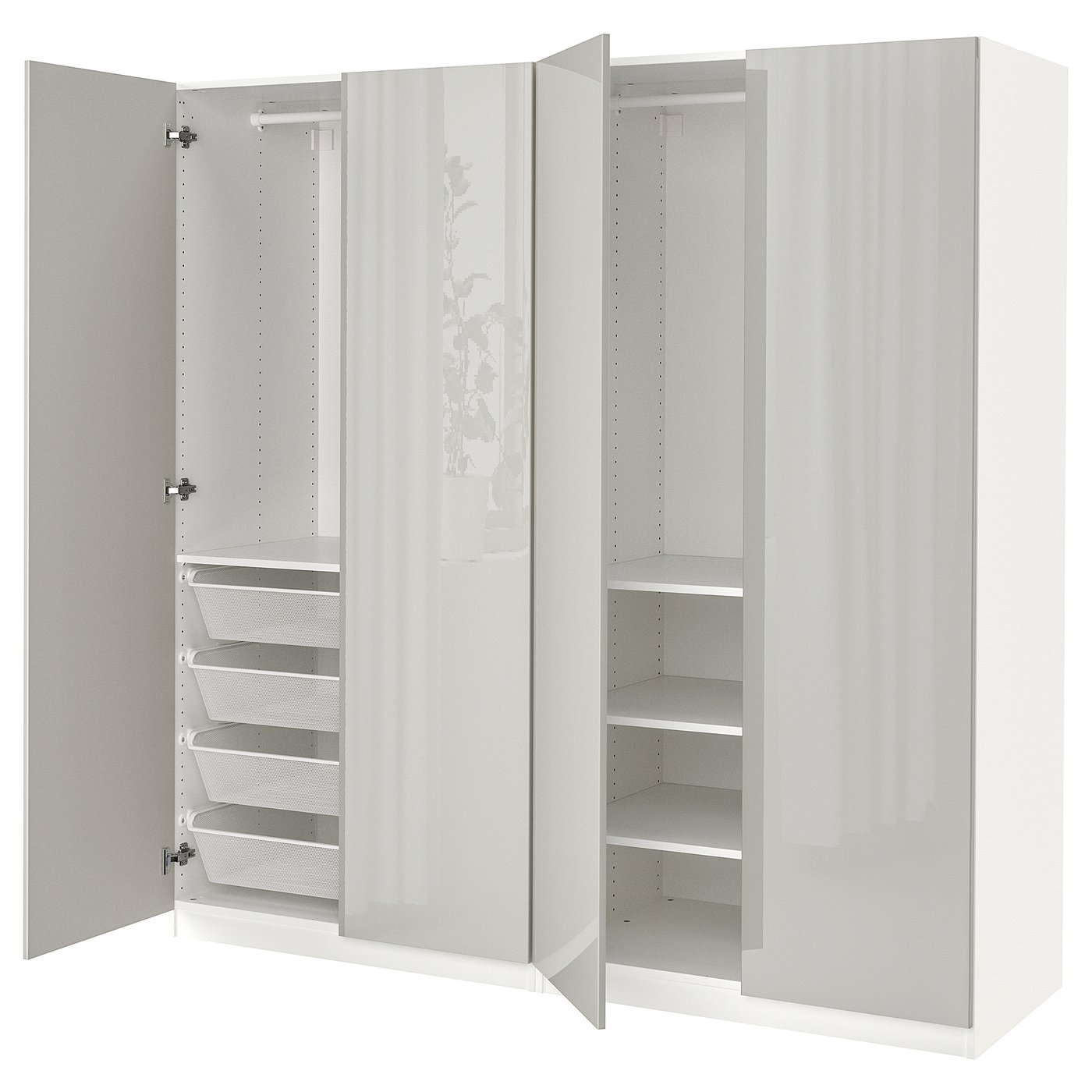 PAX / FARDAL wardrobe white/high-gloss light grey - IKEA