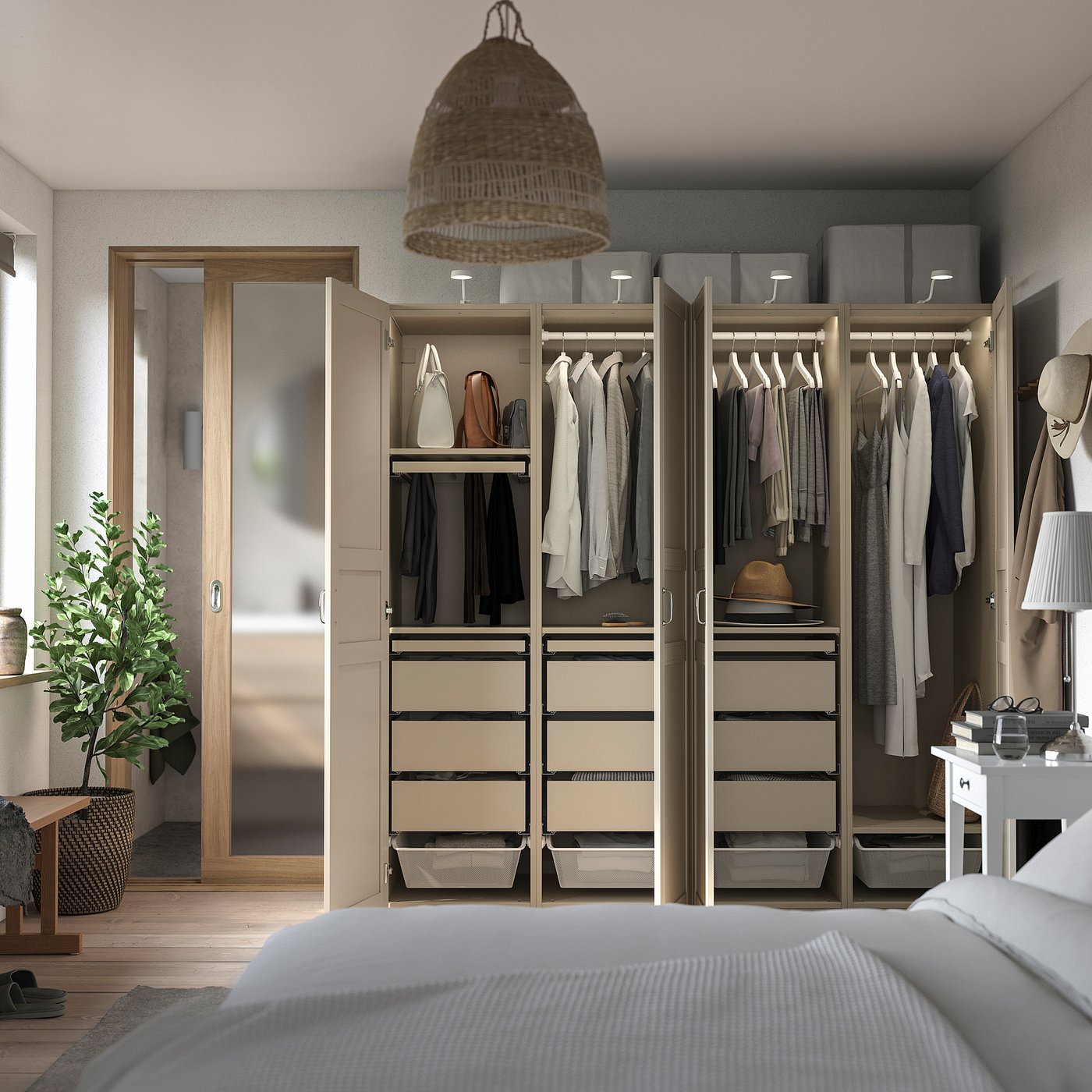 PAX / FLISBERGET wardrobe combination grey-beige/grey-beige - IKEA