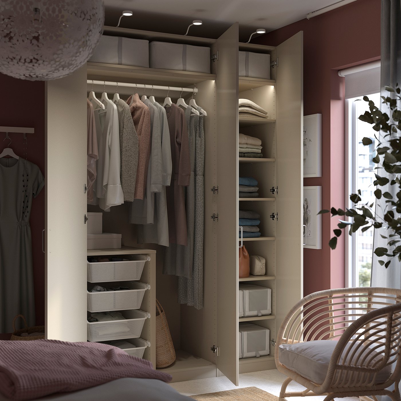 PAX / FORSAND wardrobe grey-beige/grey-beige - IKEA