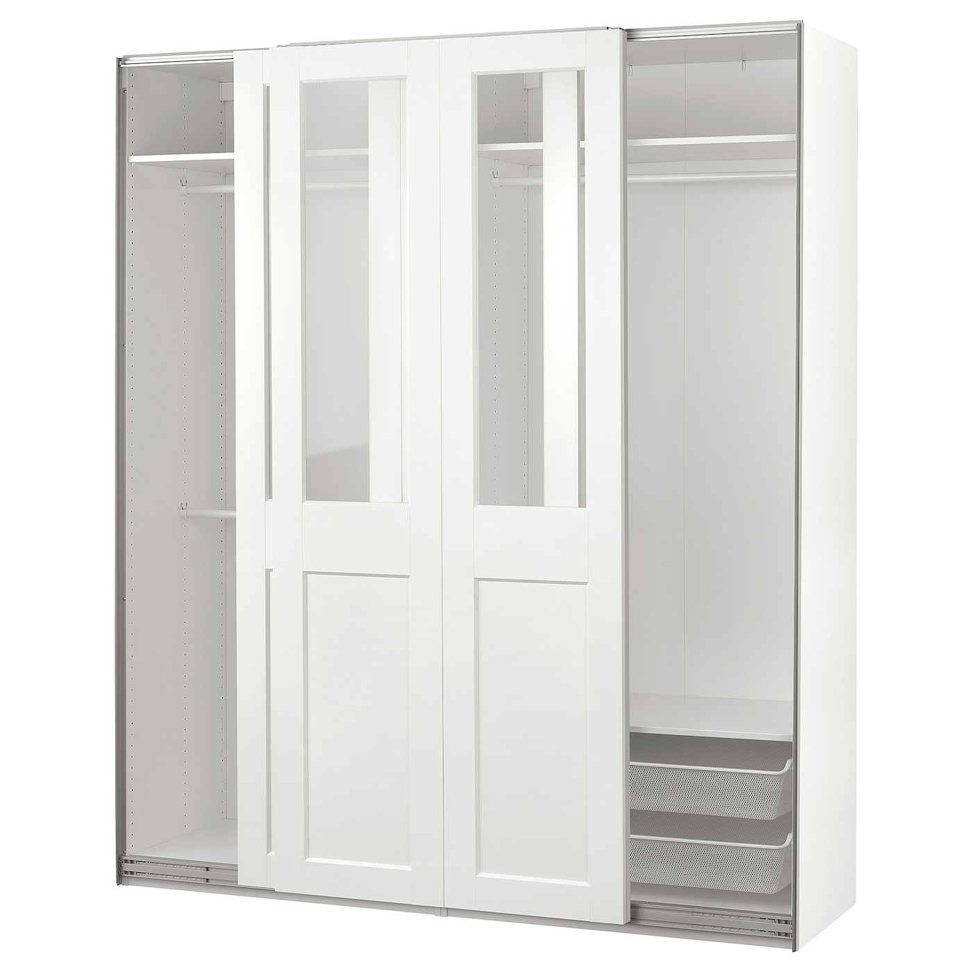 Pax Grimo Wardrobe With Sliding Doors White Clear Glass White Ikea