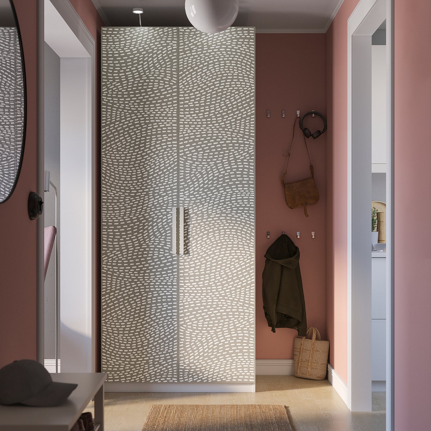 PAX / MISTUDDEN wardrobe combination white/grey patterned - IKEA