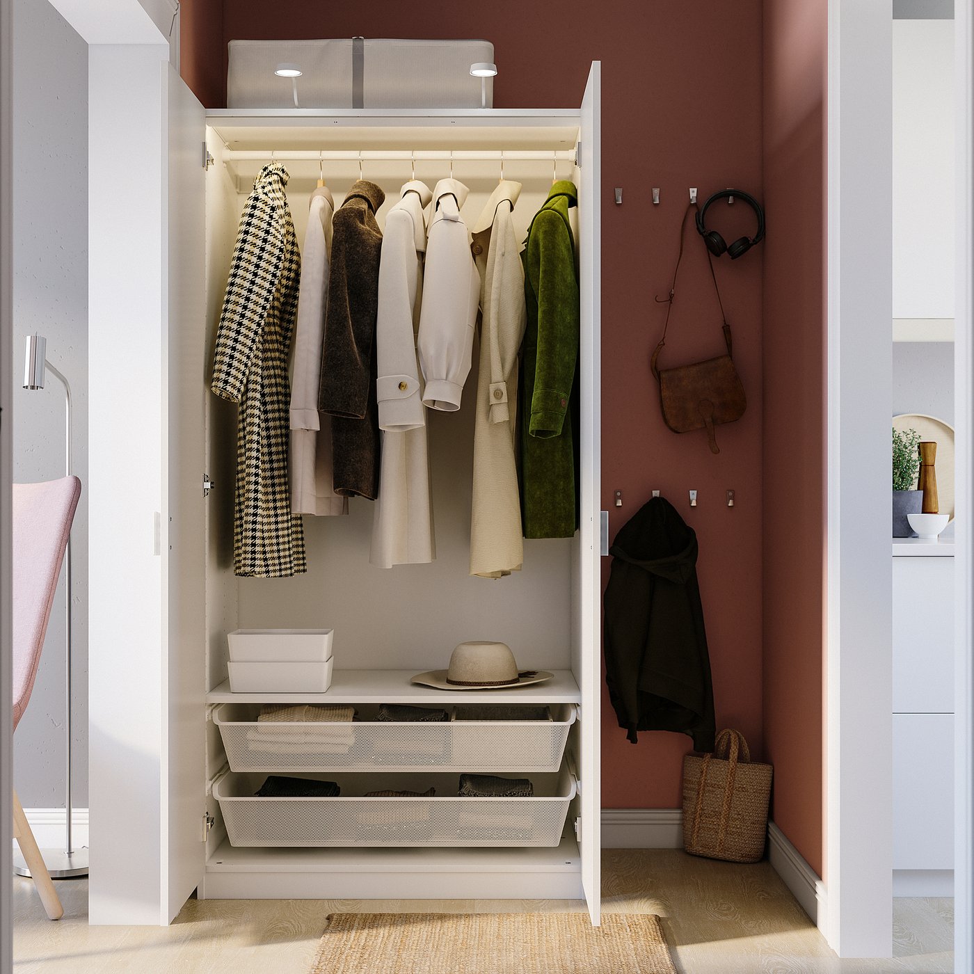 PAX / MISTUDDEN wardrobe combination white/grey patterned - IKEA