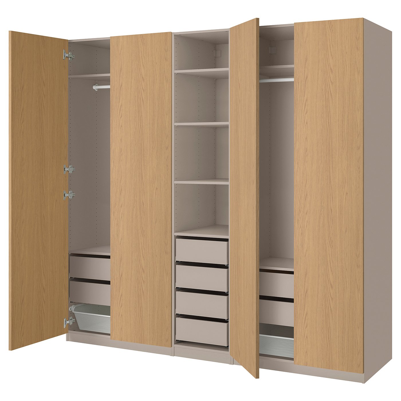 PAX / STORKLINTA wardrobe combination grey-beige/oak effect - IKEA