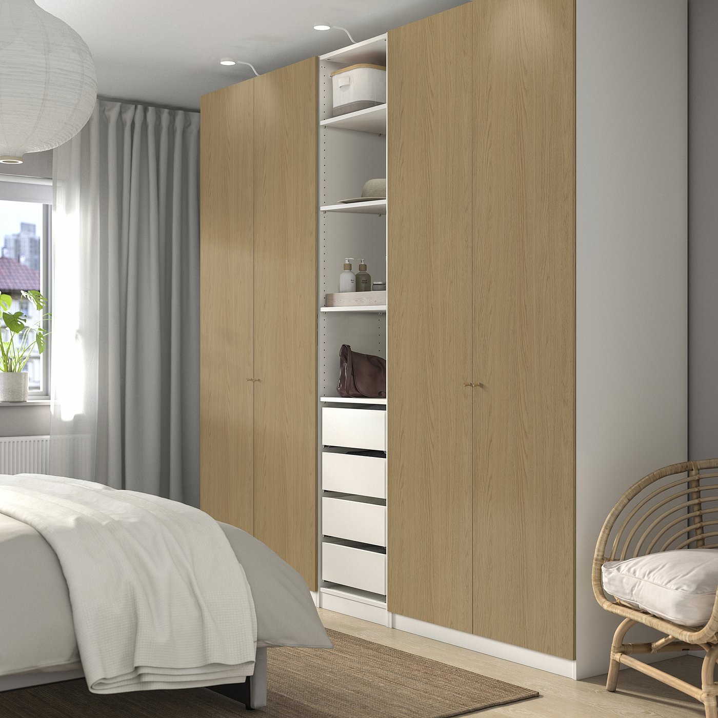 PAX / STORKLINTA wardrobe combination white/oak effect - IKEA