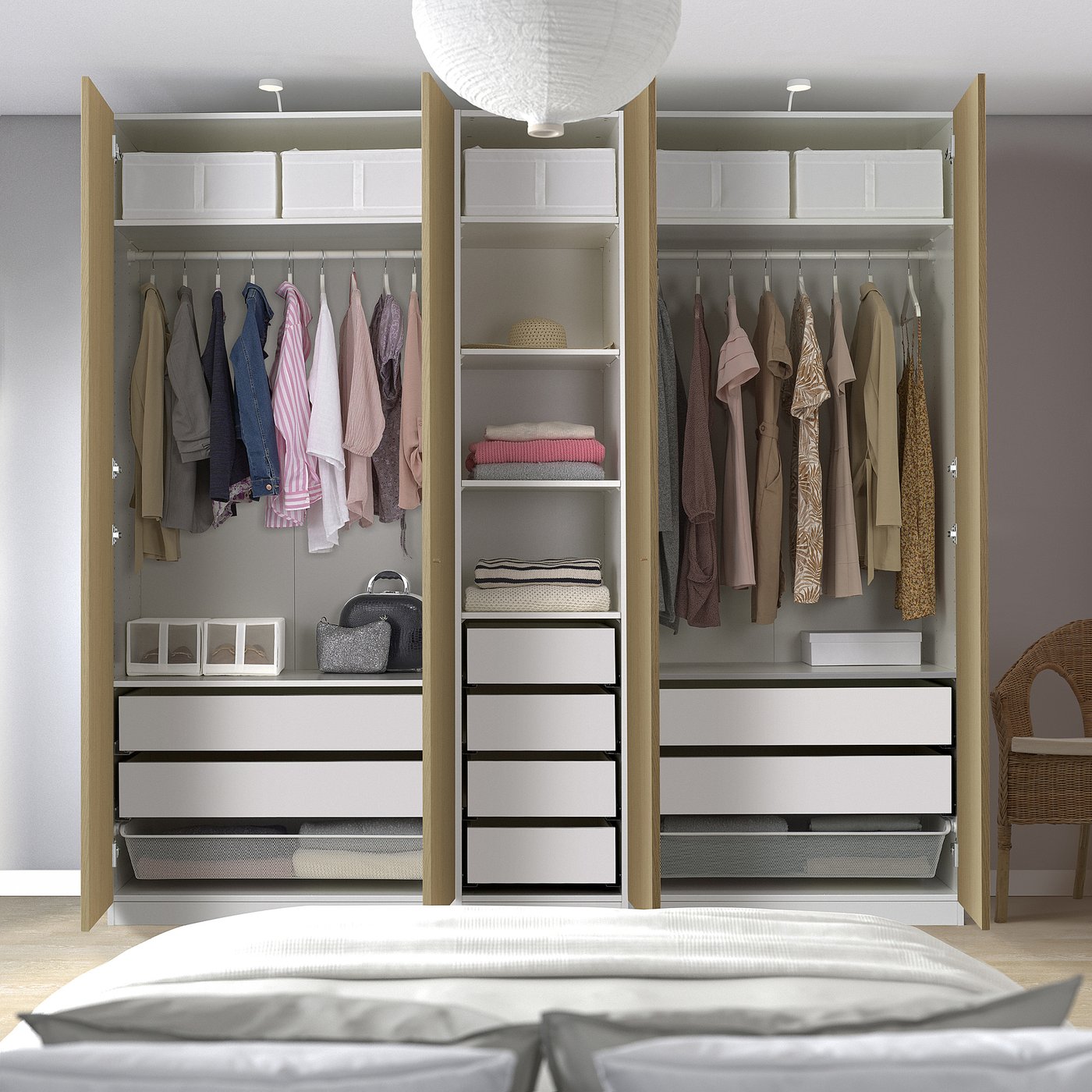 PAX / STORKLINTA wardrobe combination white/oak effect - IKEA