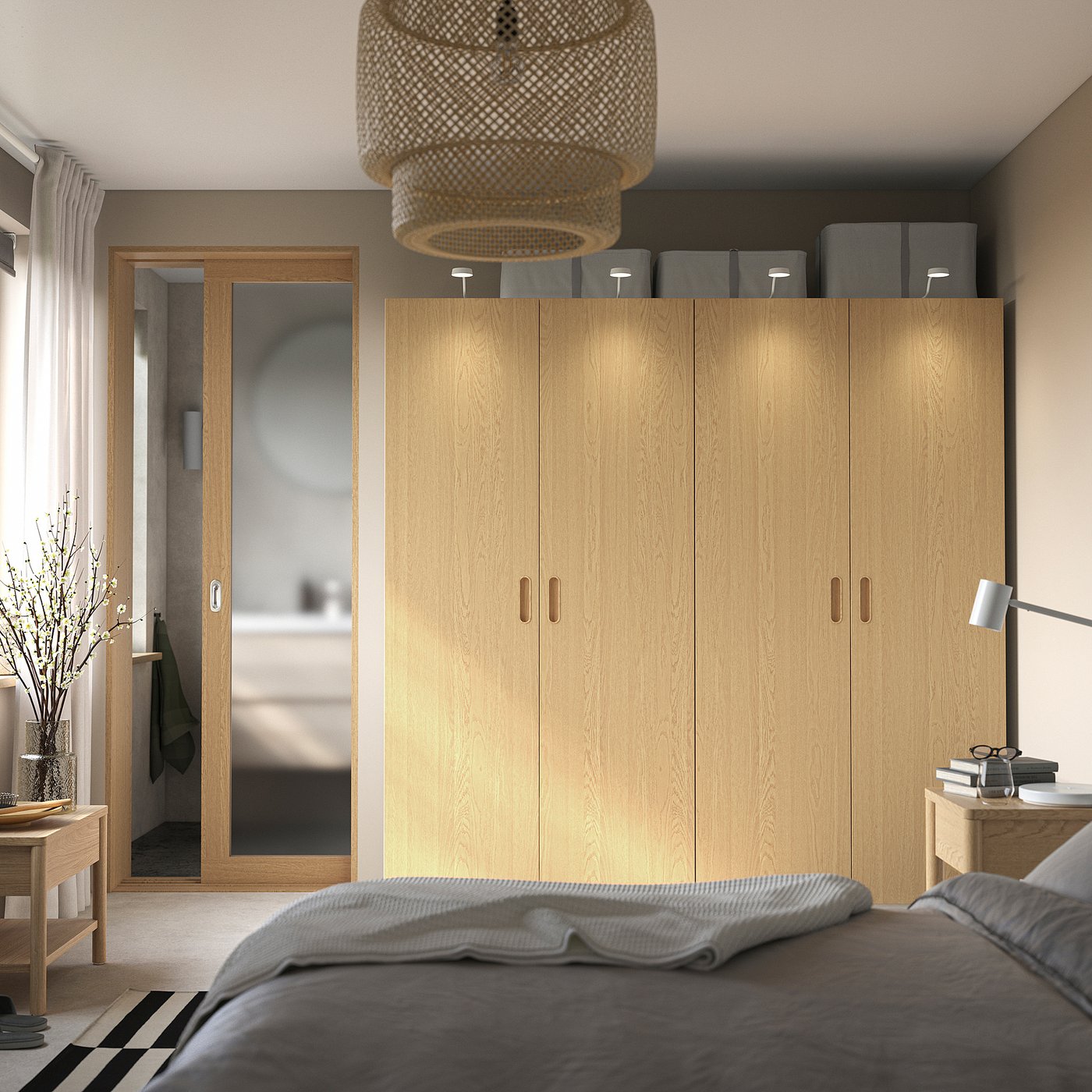 PAX / TONSTAD wardrobe combination white/oak veneer - IKEA