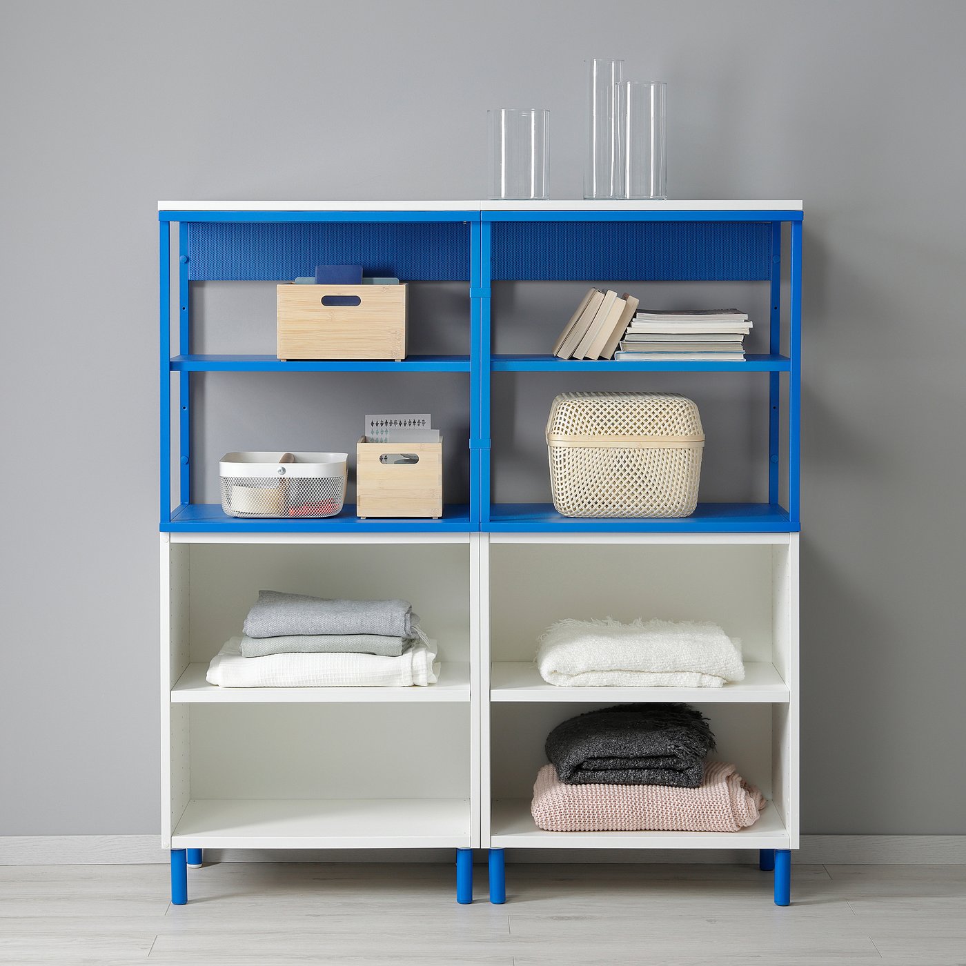 PLATSA open storage combination w 2 doors white Kalbåden/blue - IKEA