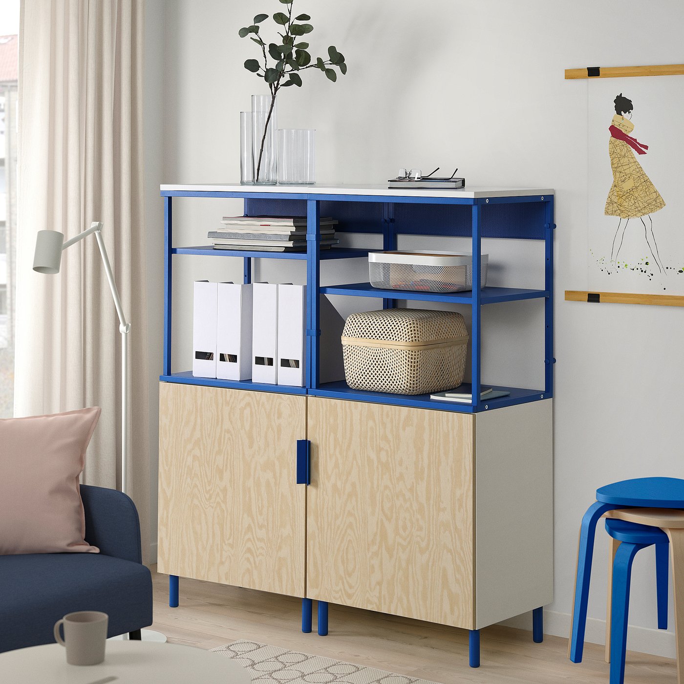 PLATSA open storage combination w 2 doors white Kalbåden/blue - IKEA