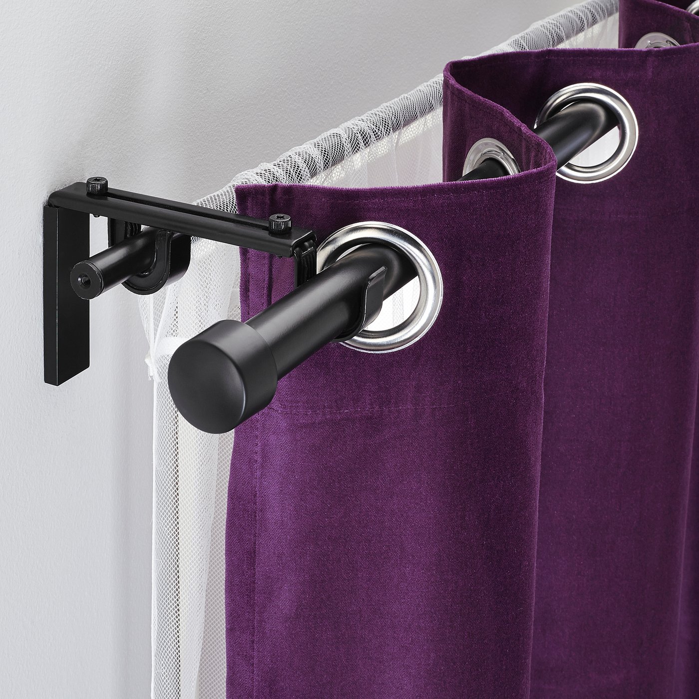RÄCKA / HUGAD double curtain rod combination black - IKEA
