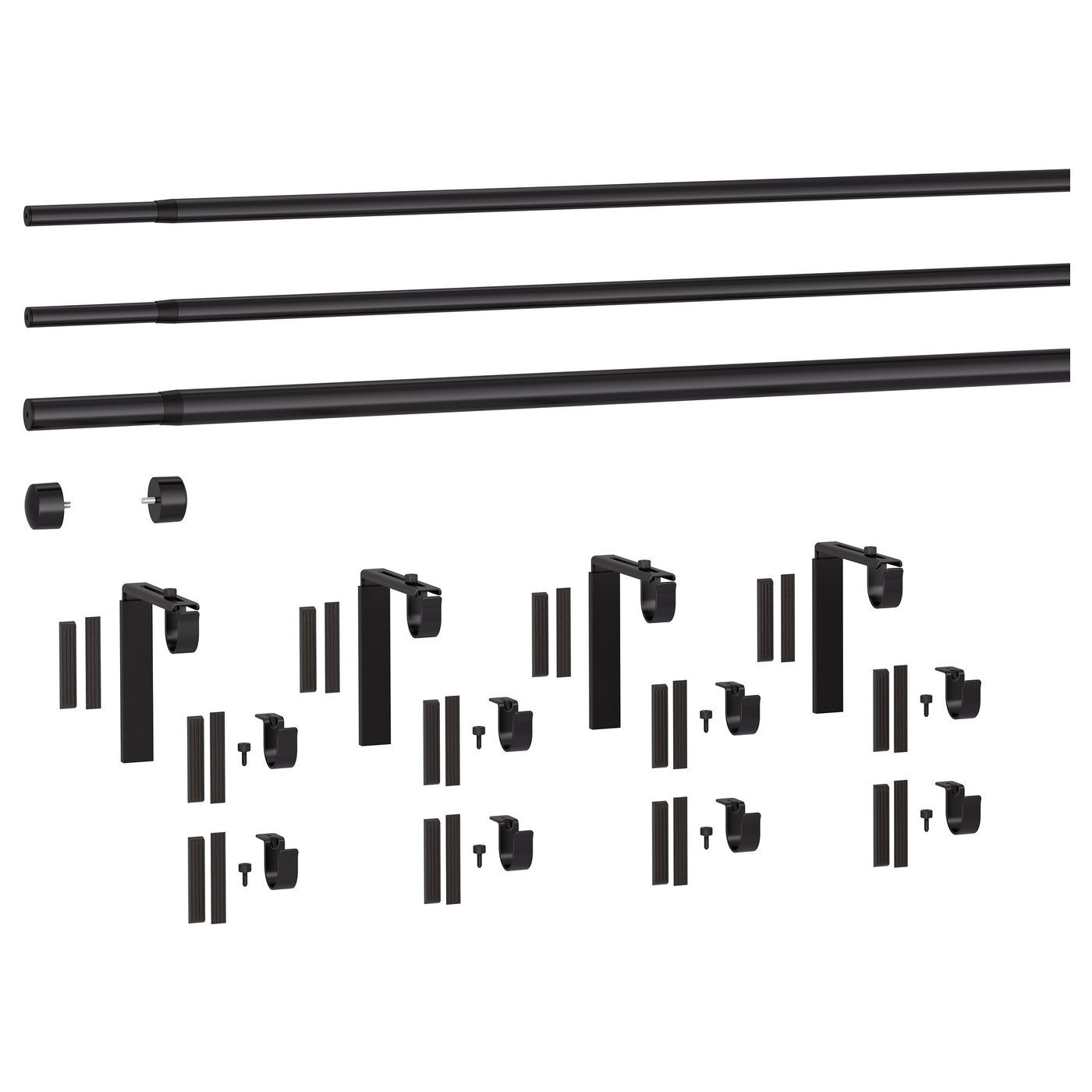RÄCKA / HUGAD triple curtain rod combination black - IKEA