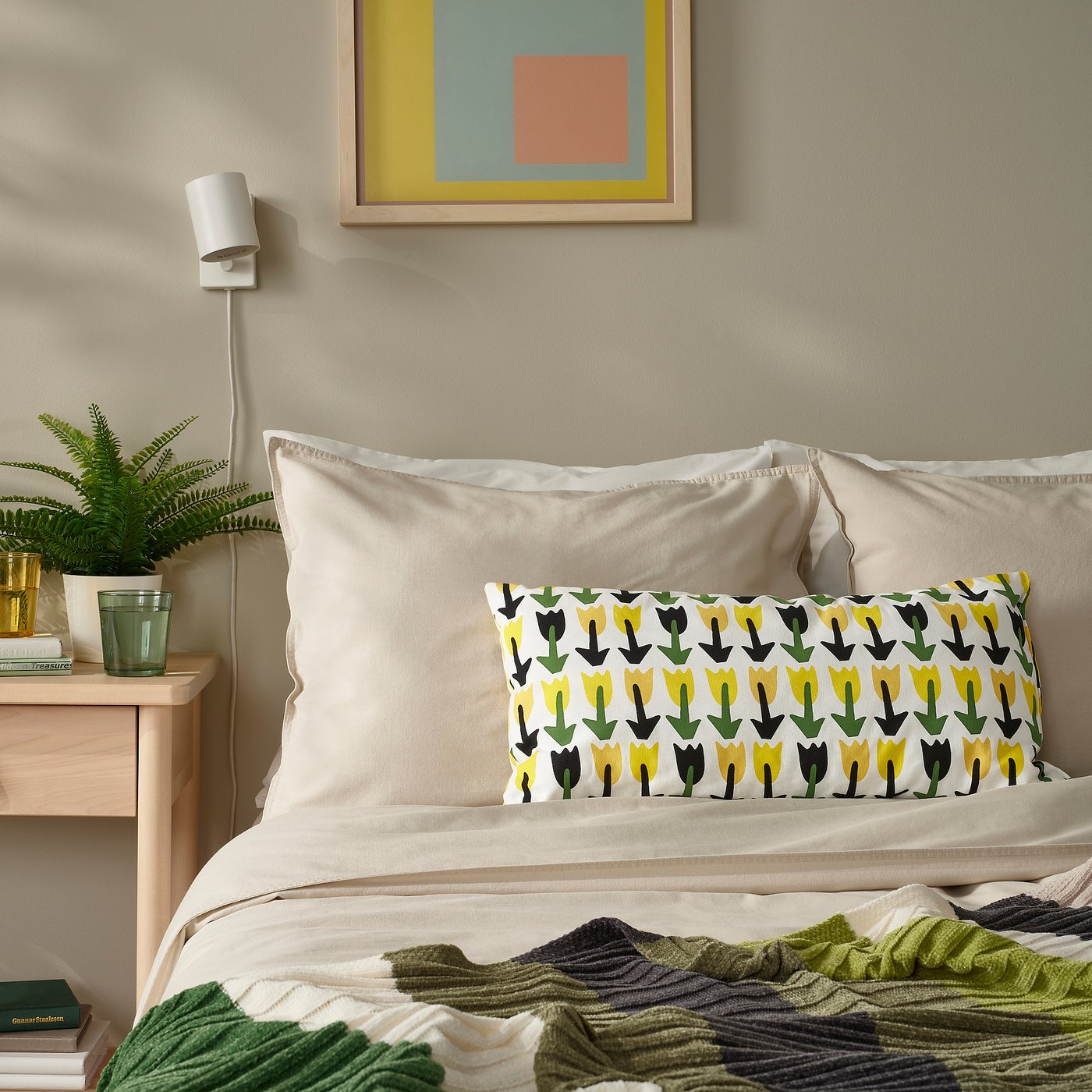 SANDMOTT cushion green/yellow - IKEA