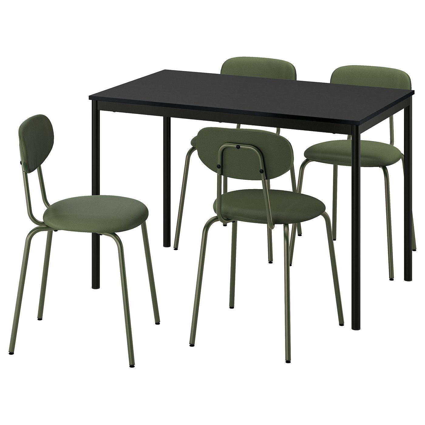SANDSBERG / ÖSTANÖ table and 4 chairs black black/Remmarn deep green - IKEA