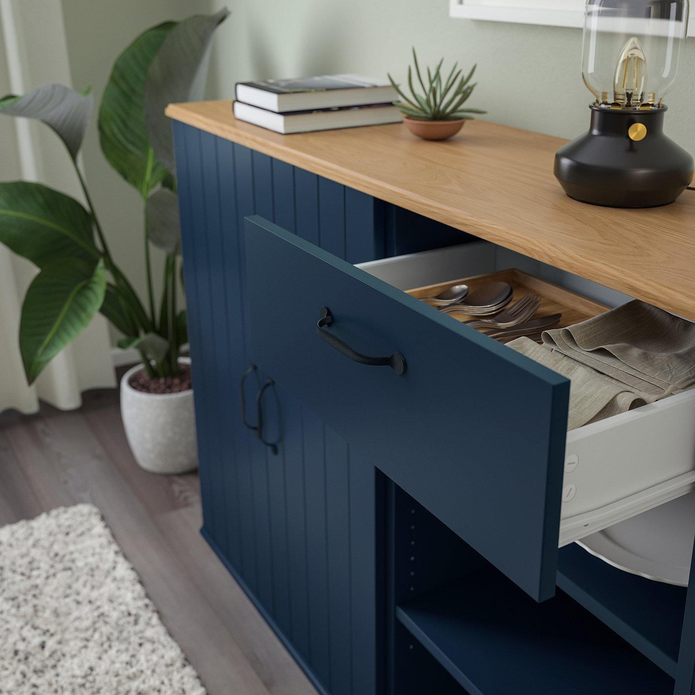 SKRUVBY sideboard black-blue - IKEA