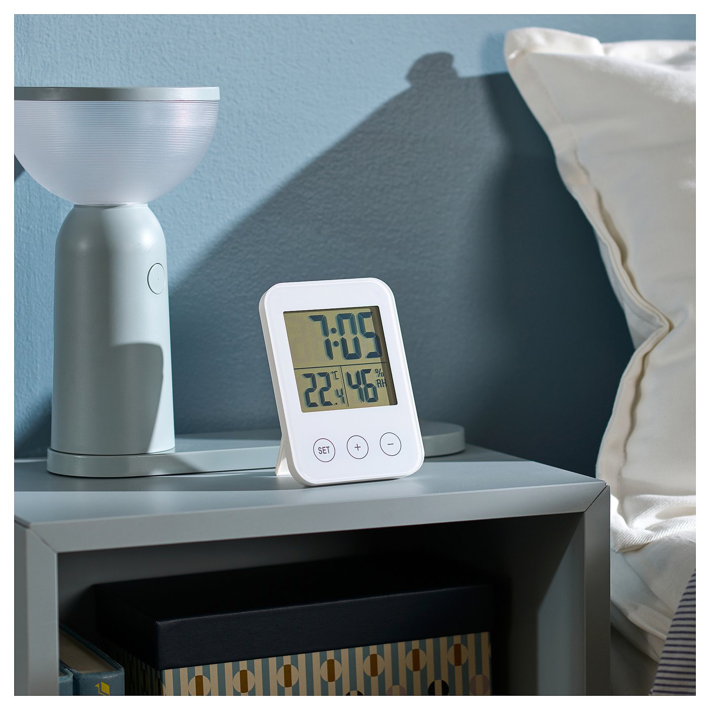 SLÅTTIS clock with hygro-/thermometer white - IKEA