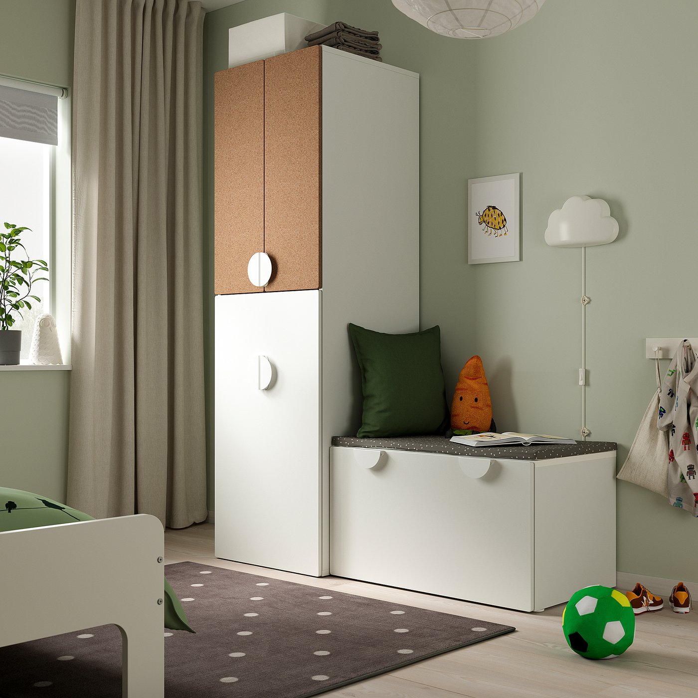 SMÅSTAD wardrobe with pull-out unit white cork/with storage bench - IKEA