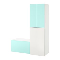 SMÅSTAD wardrobe with pull-out unit white birch/with storage bench - IKEA
