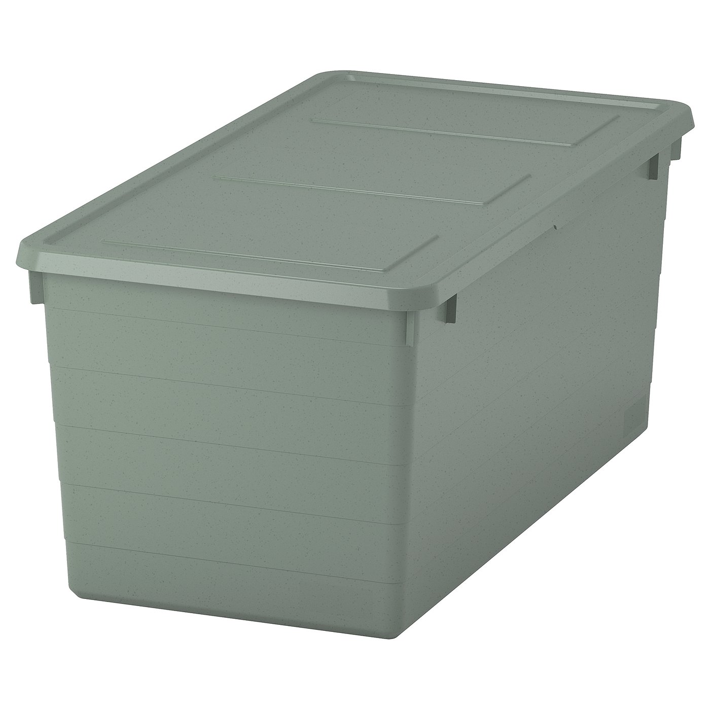 SOCKERBIT storage box with lid grey-green - IKEA