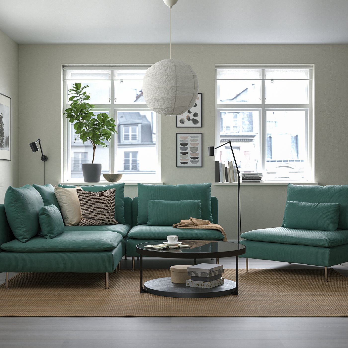 SÖDERHAMN corner sofa, 3-seat Kelinge grey-turquoise - IKEA