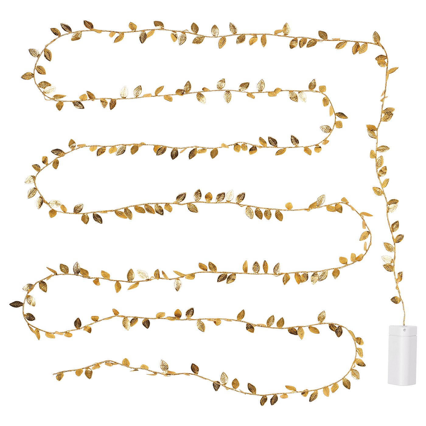 STRÅLA LED lighting chain with 40 lights battery-operated/leaf gold ...