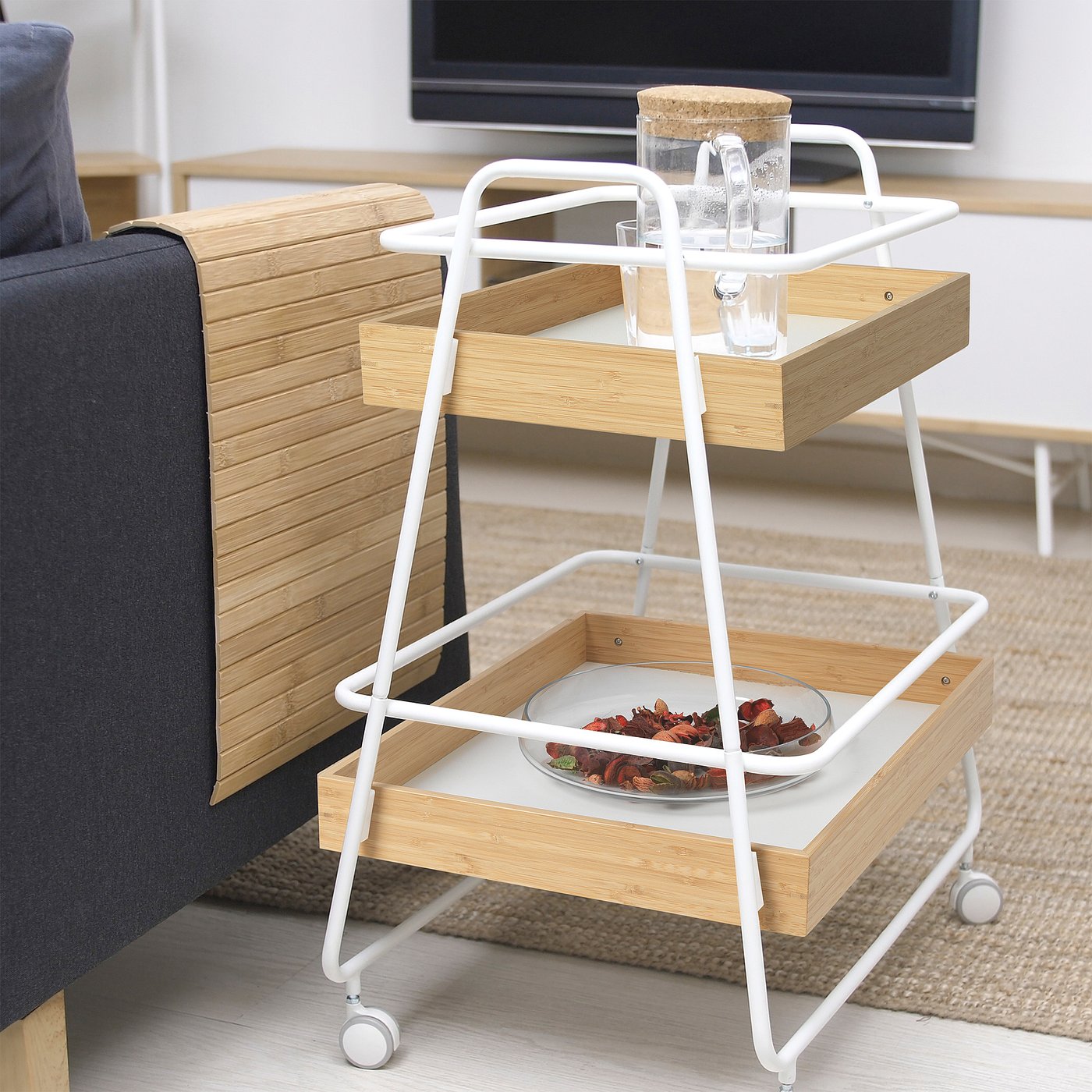 SVENARUM trolley table with storage bamboo/white - IKEA