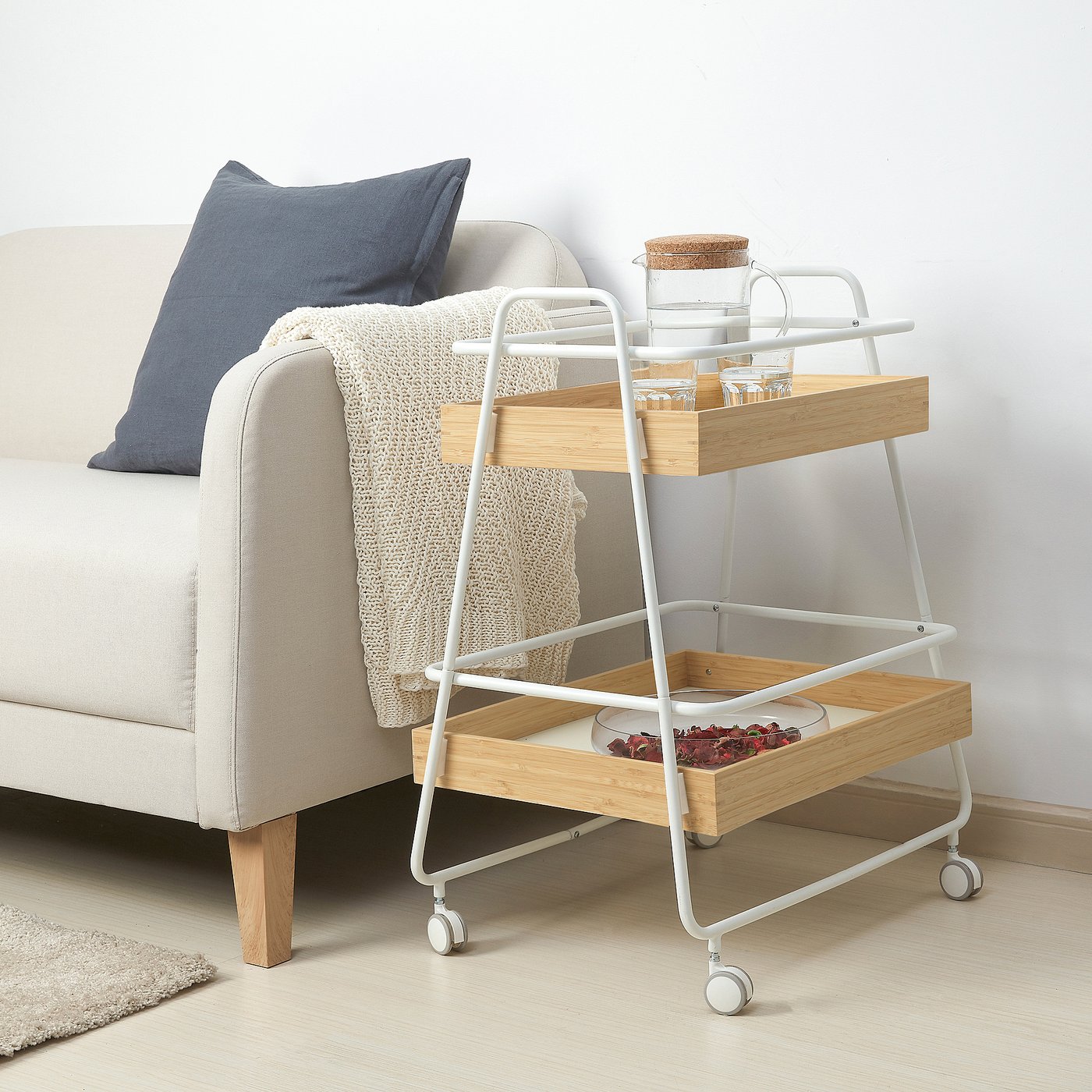 SVENARUM trolley table with storage bamboo/white - IKEA