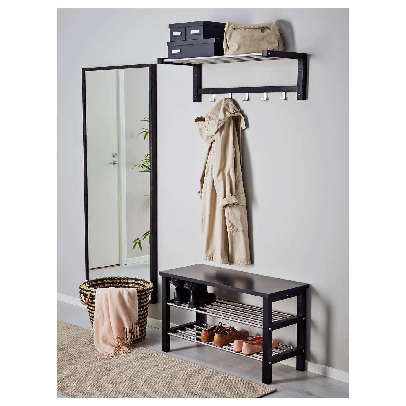 TJUSIG bench with shoe storage black - IKEA