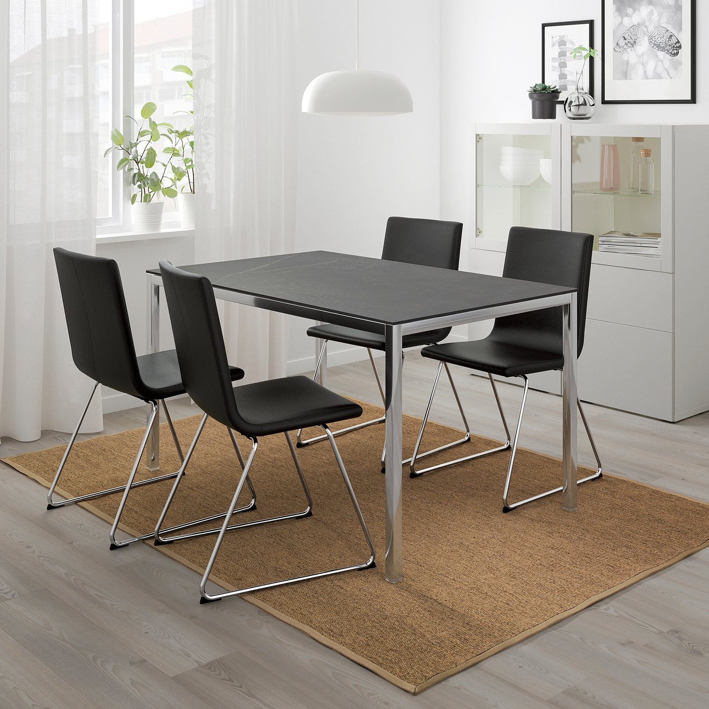 TORSBY table chrome-plated black/marble effect ceramic - IKEA