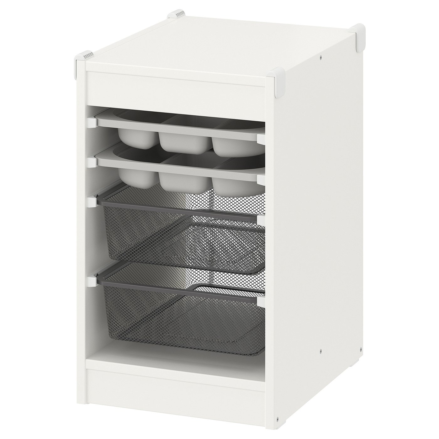 TROFAST storage combination w boxes/trays white grey/dark grey - IKEA