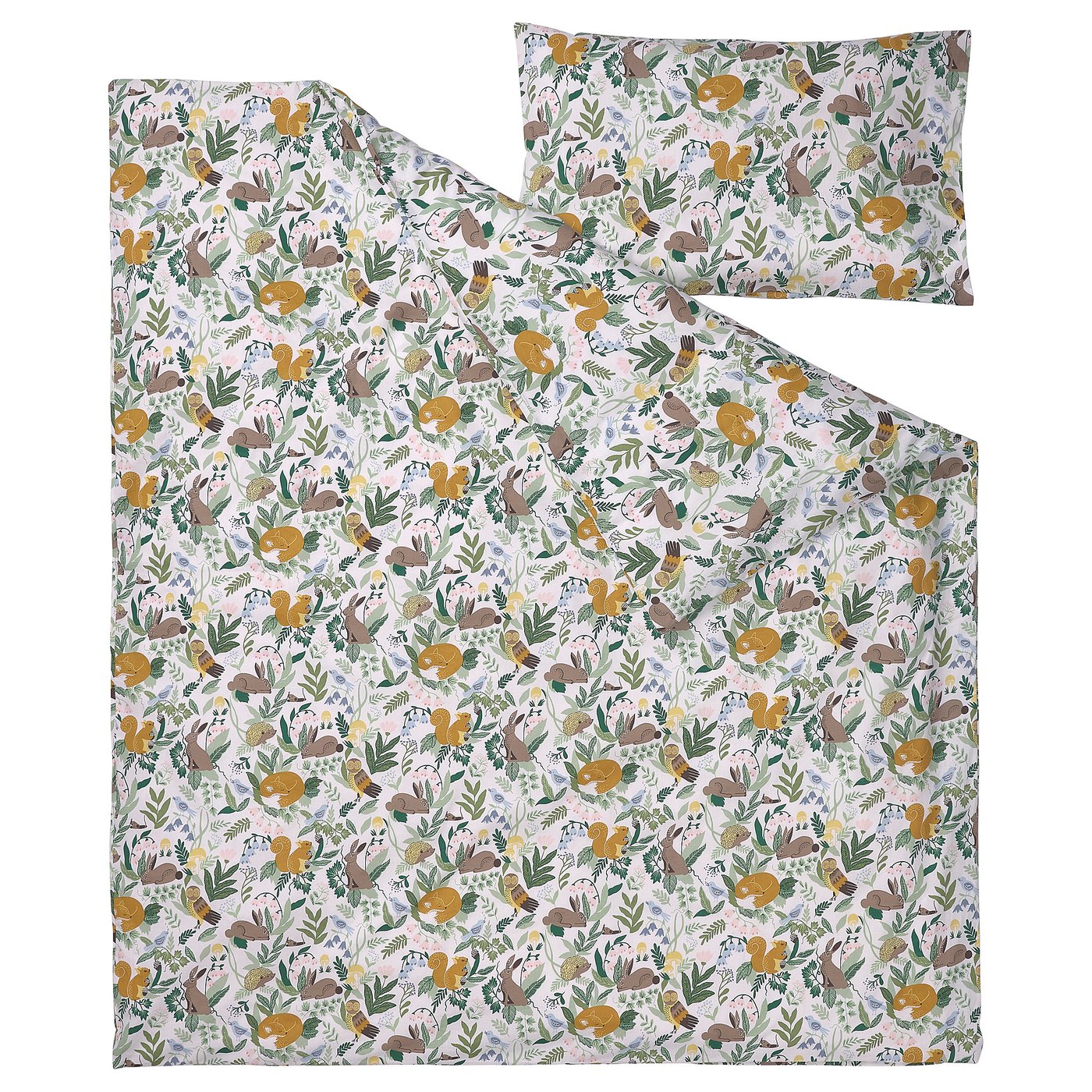 TROLLDOM 3-piece bedlinen set for cot forest animal pattern/multicolour ...