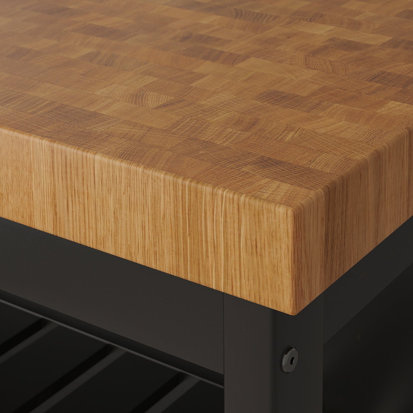 VADHOLMA kitchen island black/oak - IKEA