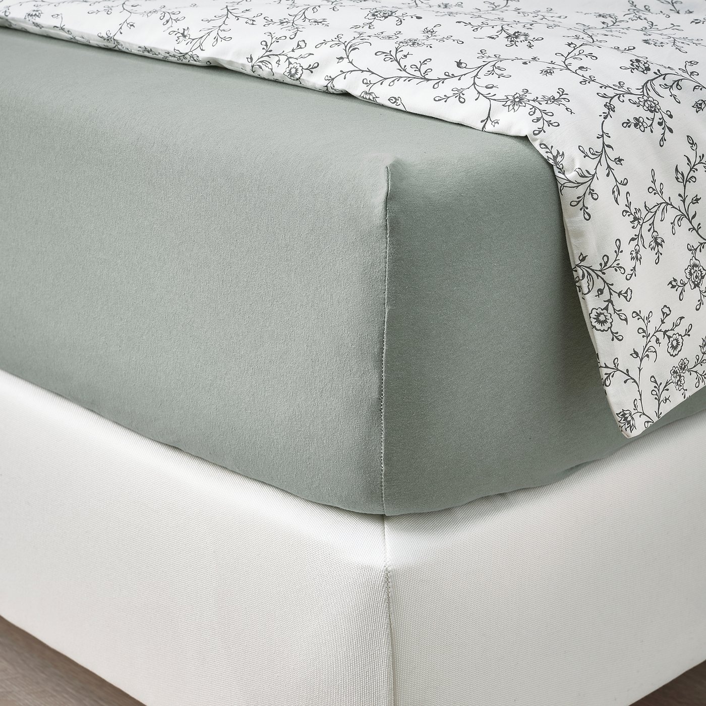 VÅRVIAL fitted sheet grey-green - IKEA