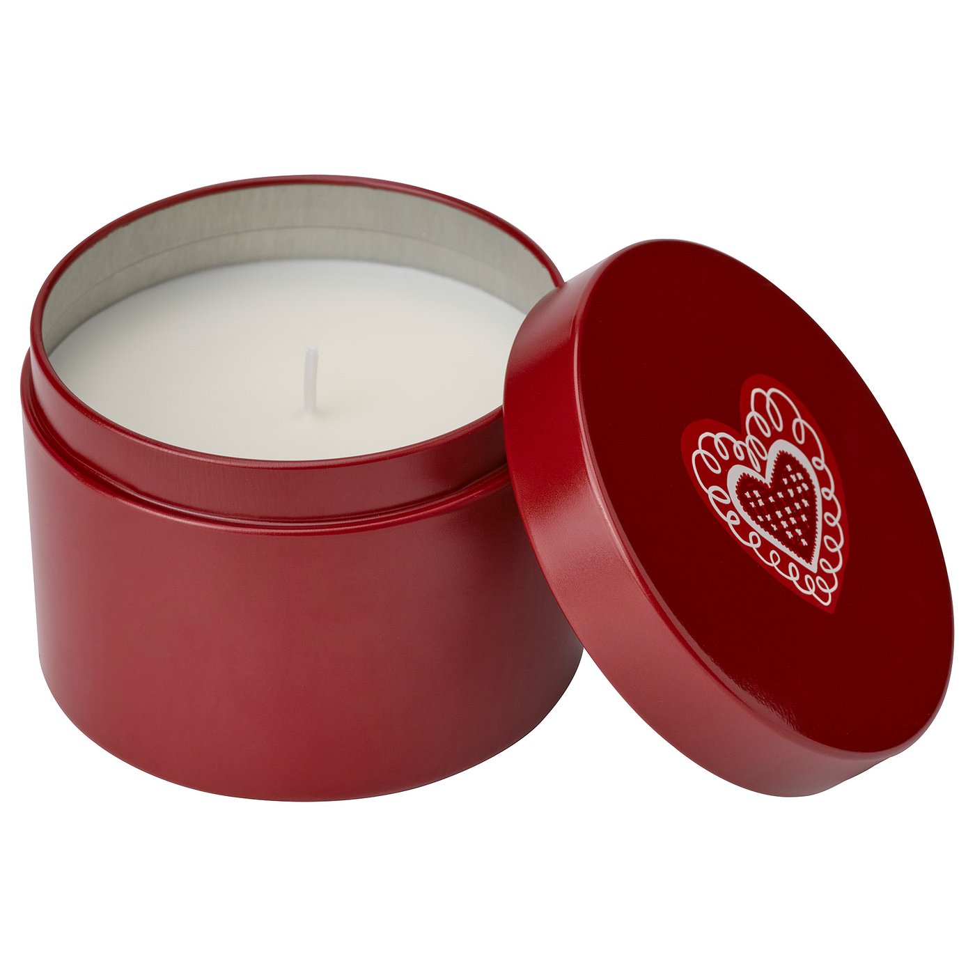 VINTERFINT scented candle in metal tin Cinnamon & sugar/red - IKEA