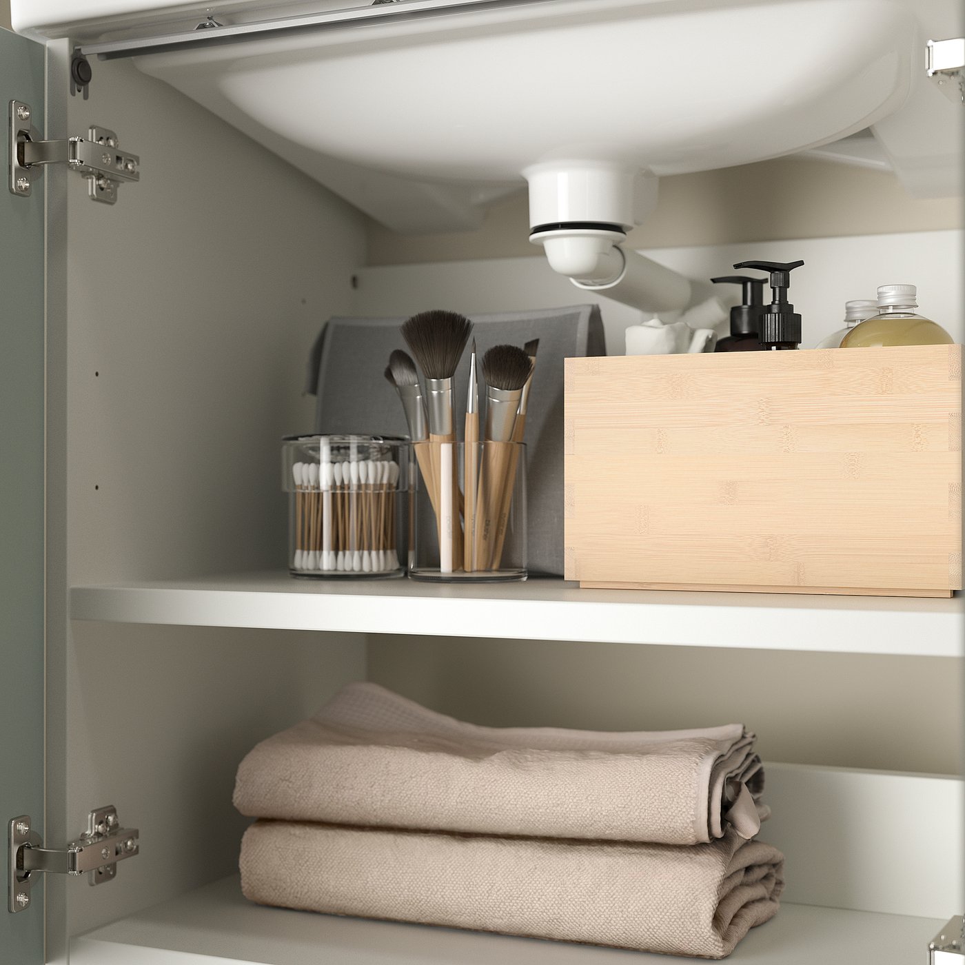 ENHET 安纳特 / TVÄLLEN 特威伦 洗脸池柜带门/洗脸池/水龙头 白色/淡灰绿色 - IKEA