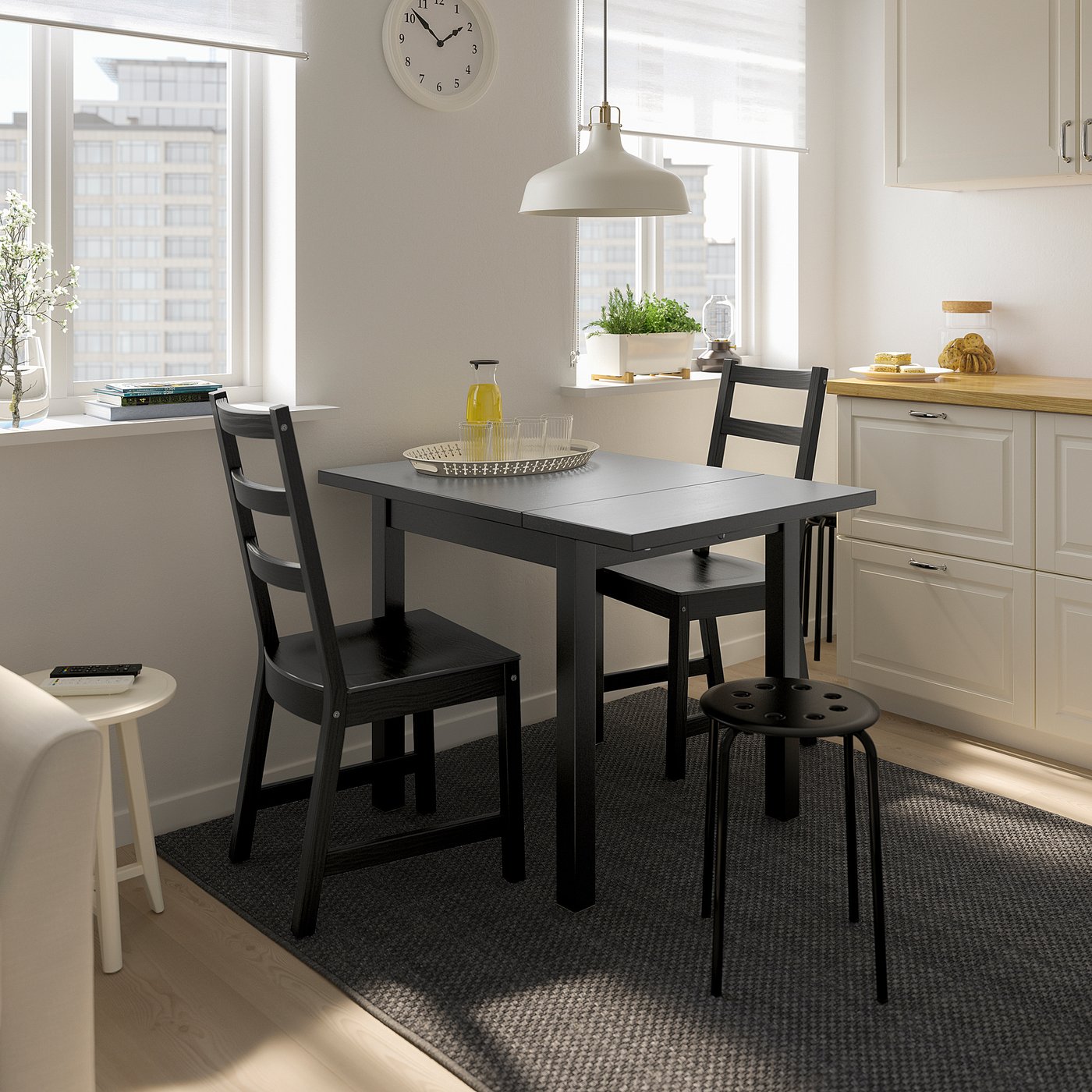 NORDVIKEN 诺德维肯 / NORDVIKEN 诺德维肯 一桌二椅 黑色/黑色 - IKEA