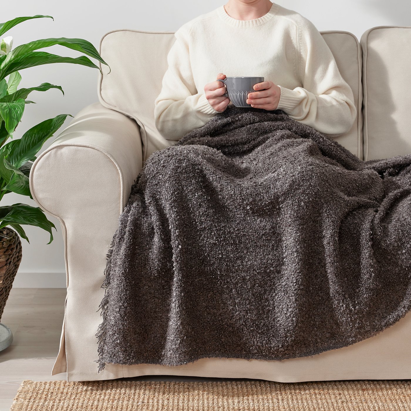 SANDBRODD 桑布洛德 休闲毯 煤黑色 - IKEA